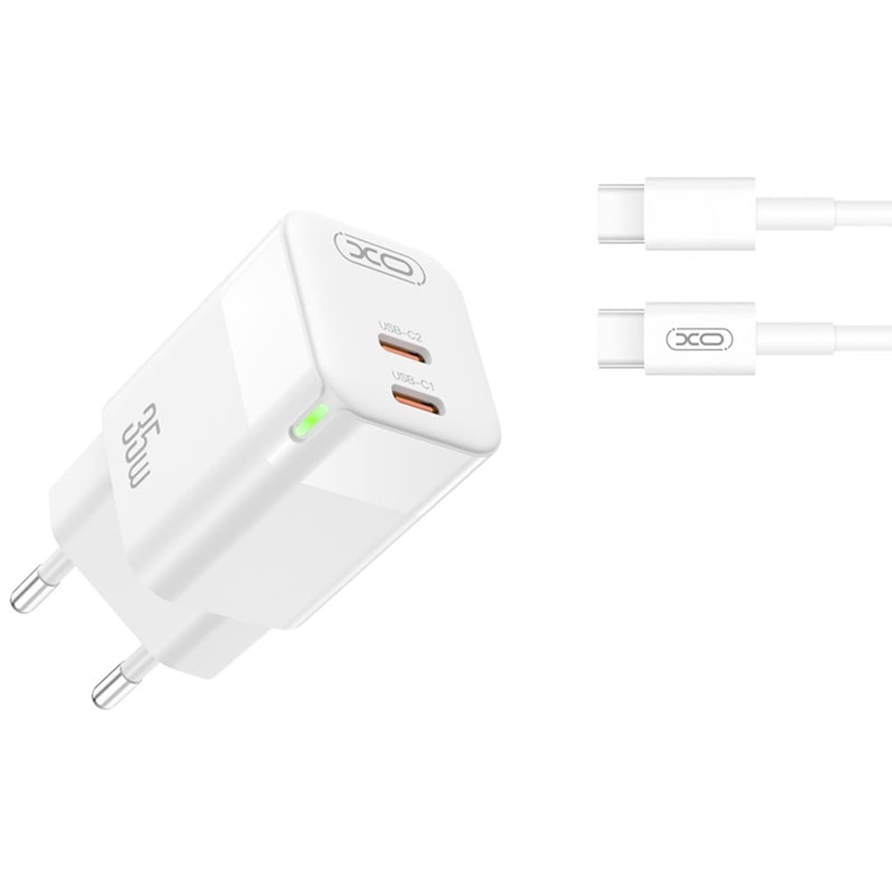 XO USB-C-Laddare med 2xUSB-C PD 35W + USB-C-Kabel - 24.se